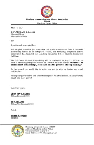 Invitation Letter for an alumni association | DOCX