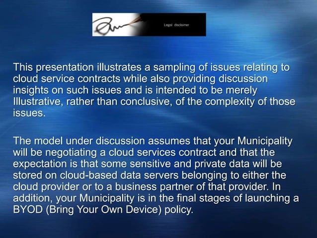 Legal Challenges in Contracting for Cloud Services | PPT