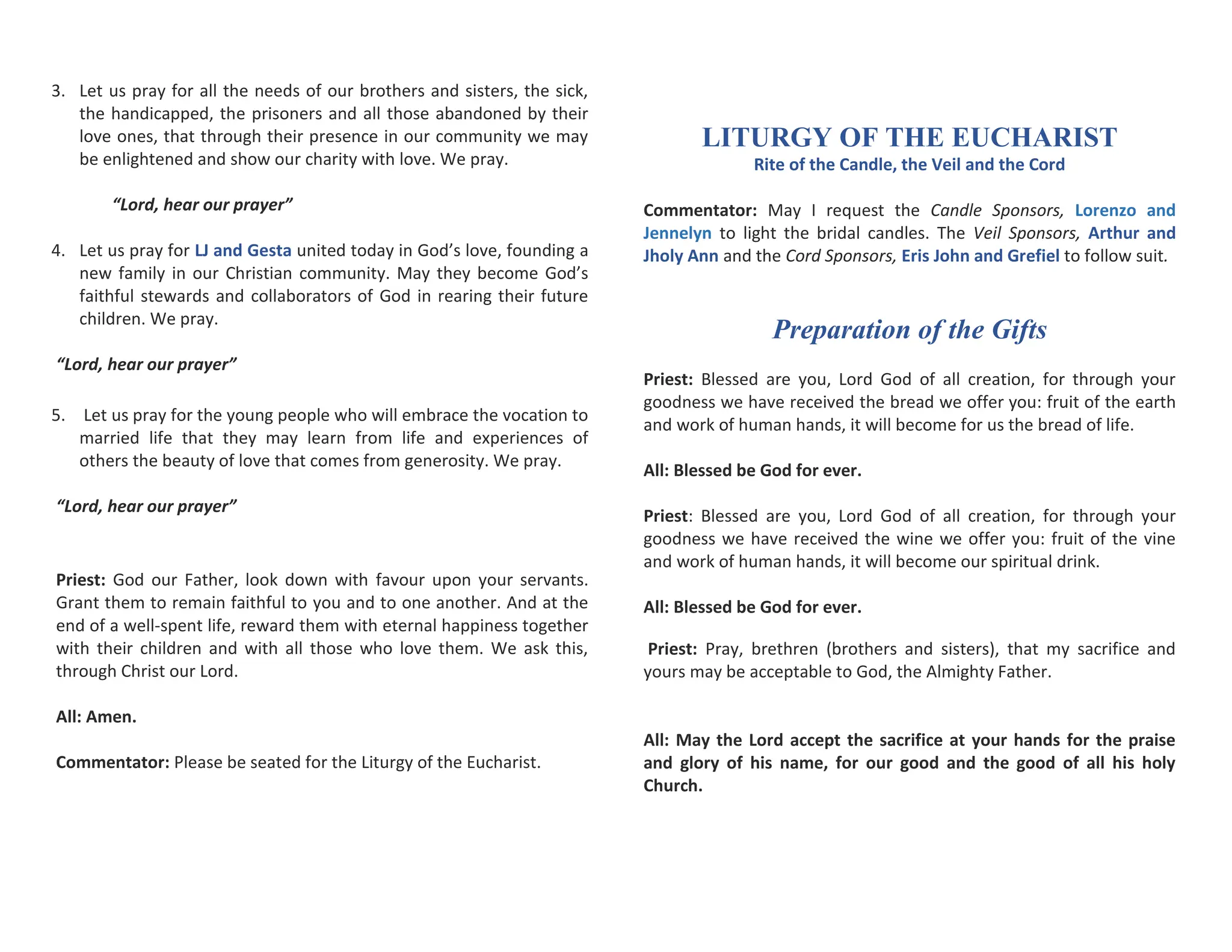 Misalette Script during wedding you can used | DOCX