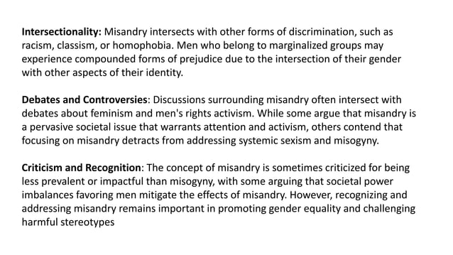 THE MISANDRY AND MISOGYNY GENDER EQUALITY | PPTX