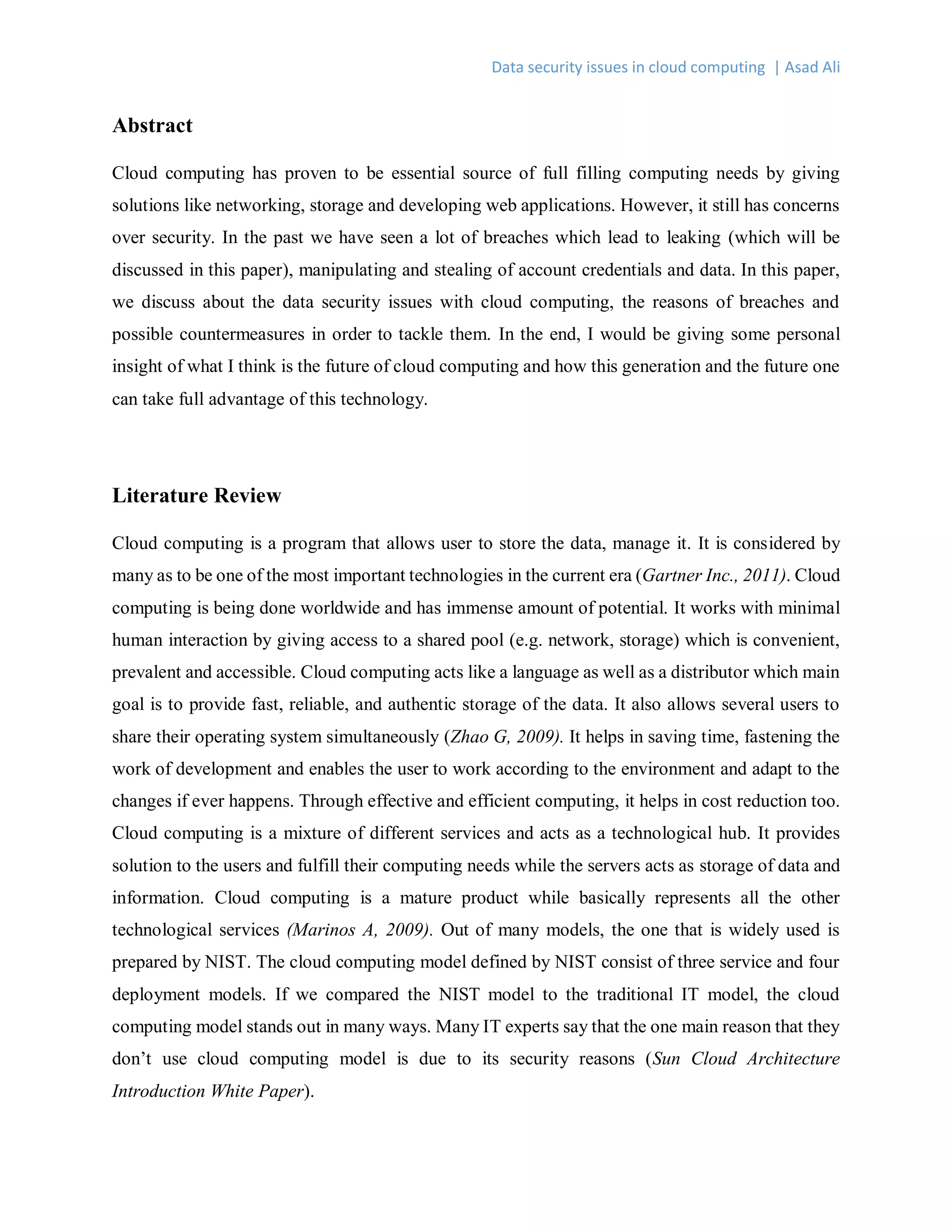 Data Security Issues In Cloud Computing Pdf Cloud Computing Internet