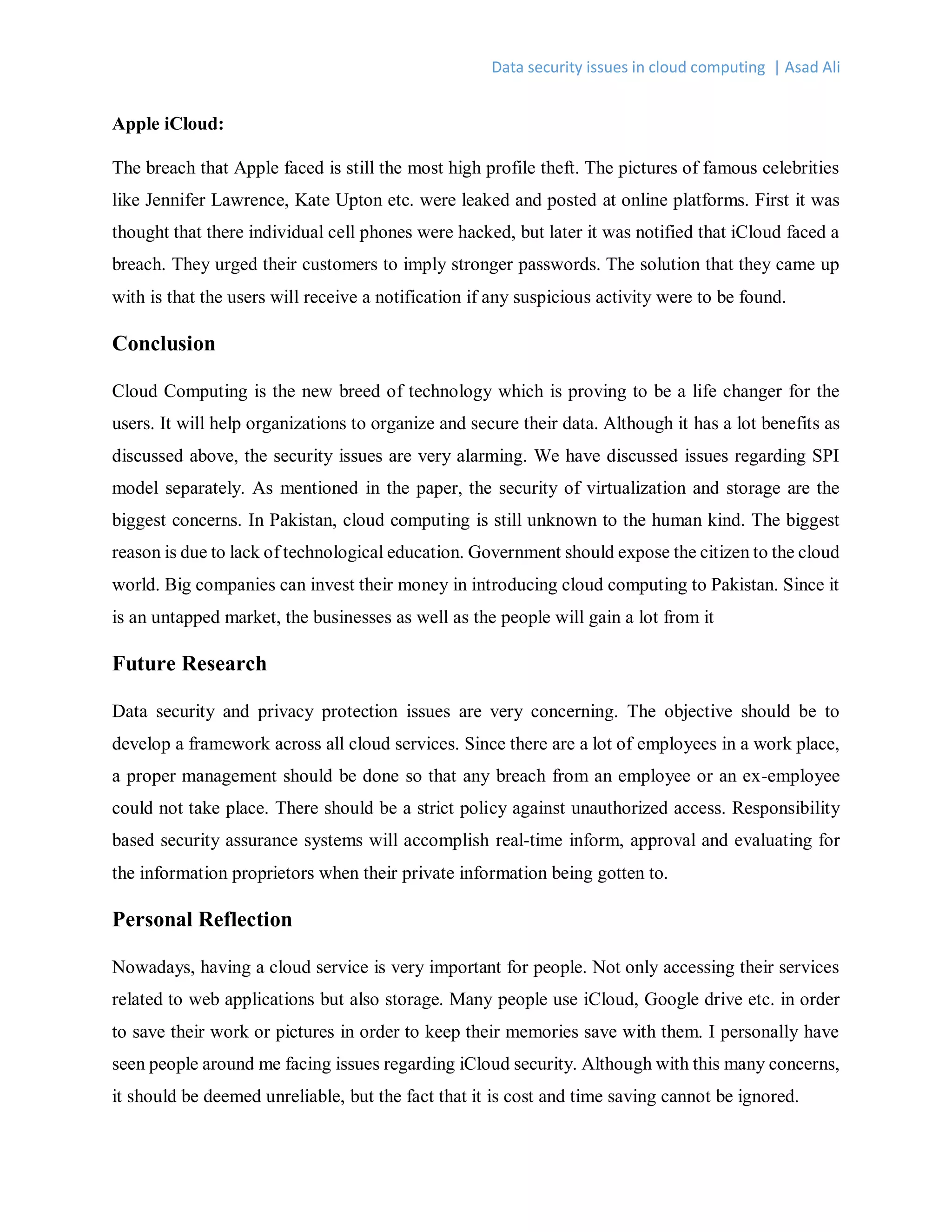 Data Security Issues In Cloud Computing Pdf Cloud Computing Internet