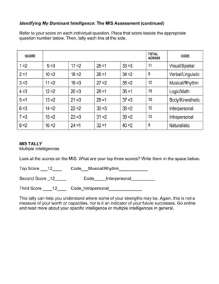 Mis assessment | DOC