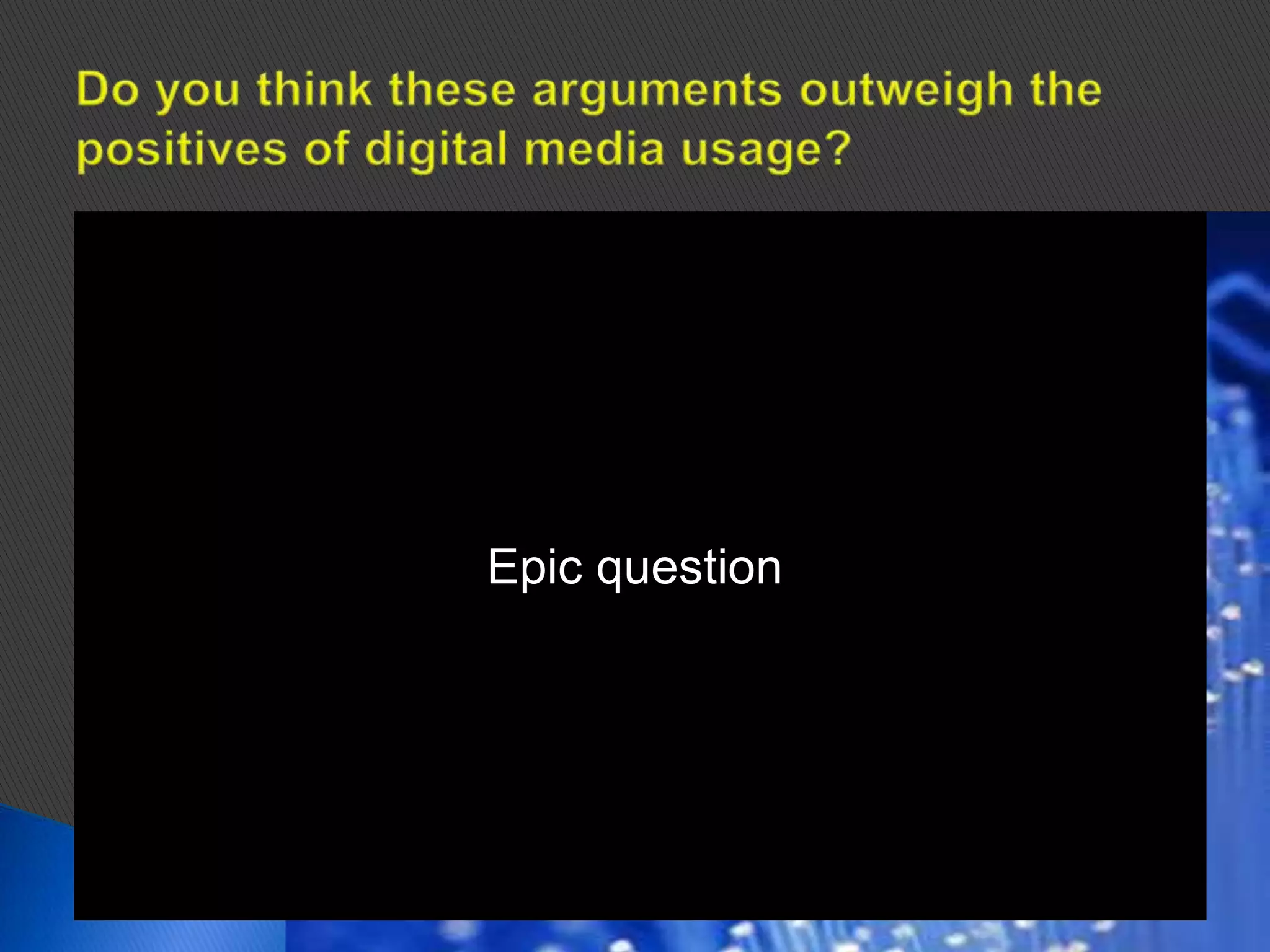 Technology. Too much technology? | PPTX | Technology & Computing