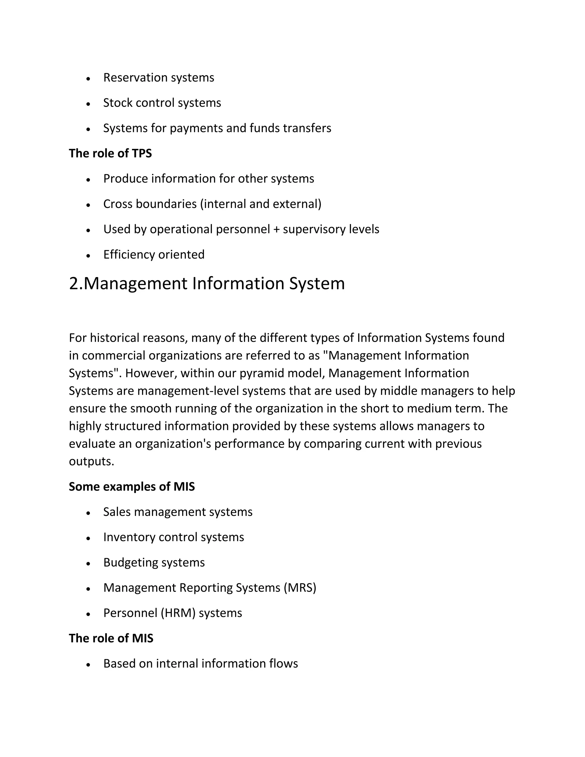 Mis assignment types of management information systems | DOCX | Computing | Technology & Computing
