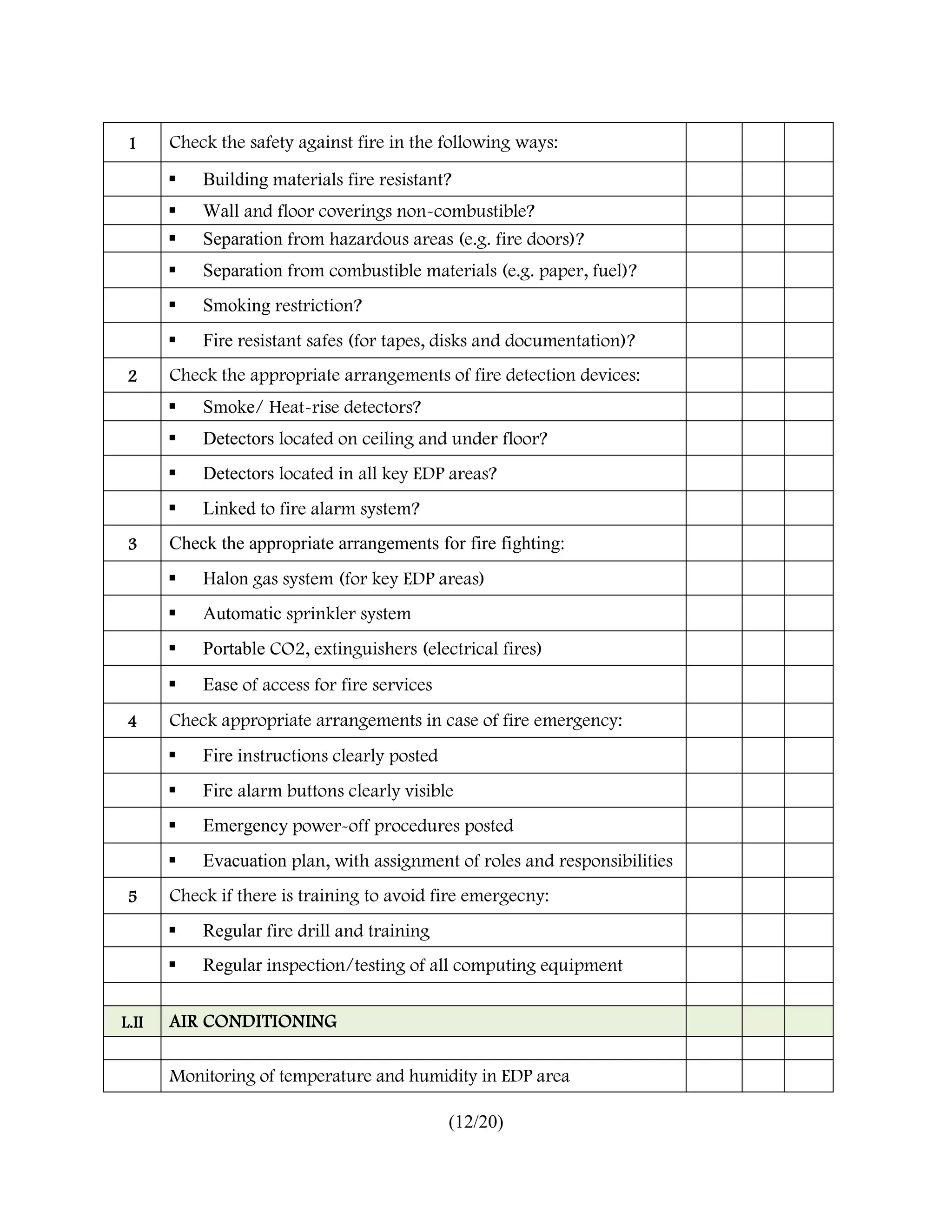 Audit Checklist for Information Systems | DOCX