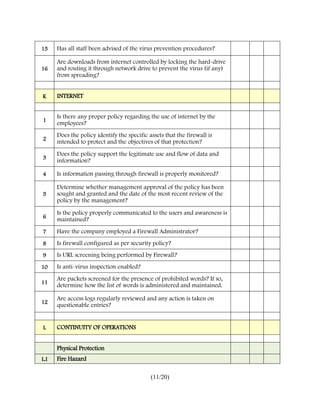 Audit Checklist for Information Systems | DOCX