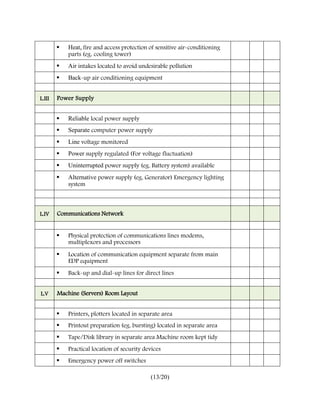 Audit Checklist for Information Systems | DOCX