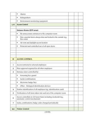 Audit Checklist for Information Systems | DOCX