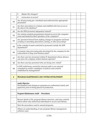 Audit Checklist for Information Systems | DOCX