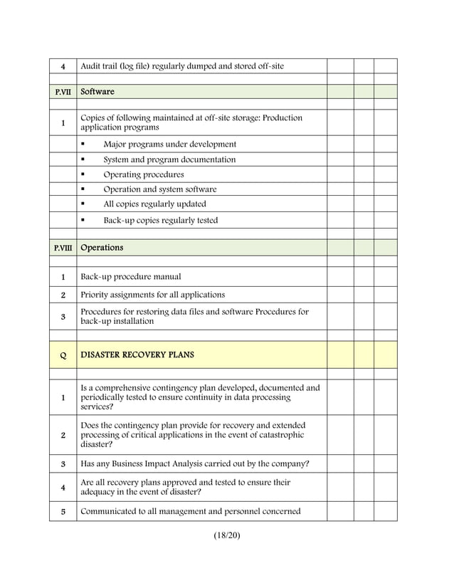 Audit Checklist for Information Systems | PDF