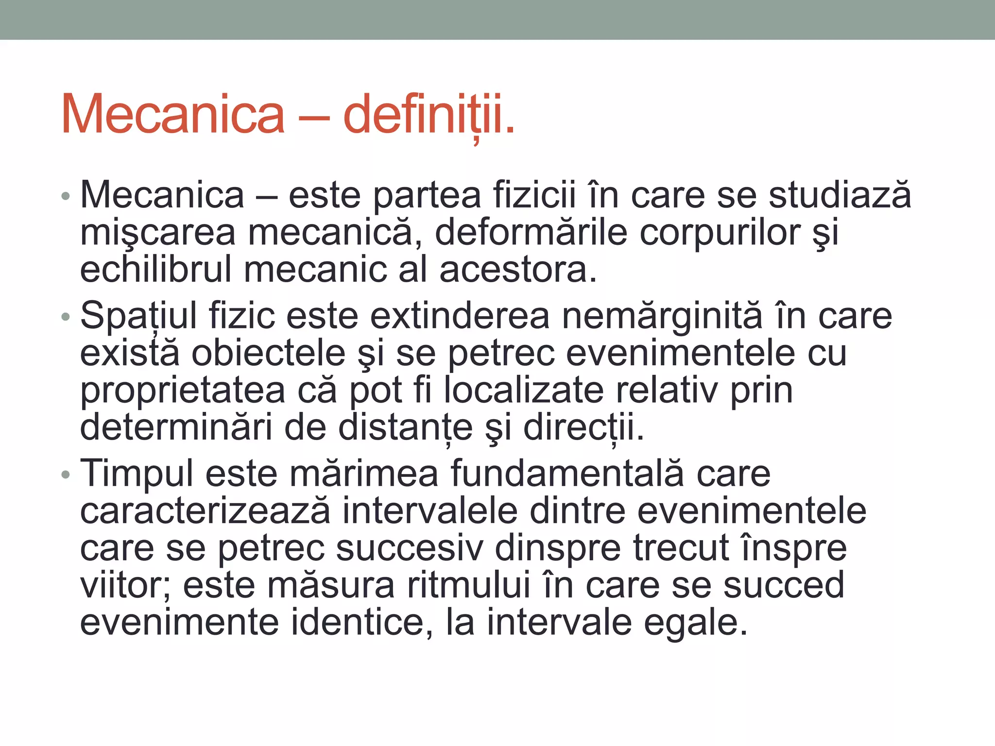 Cinematica miscarii mecanice | PPTX