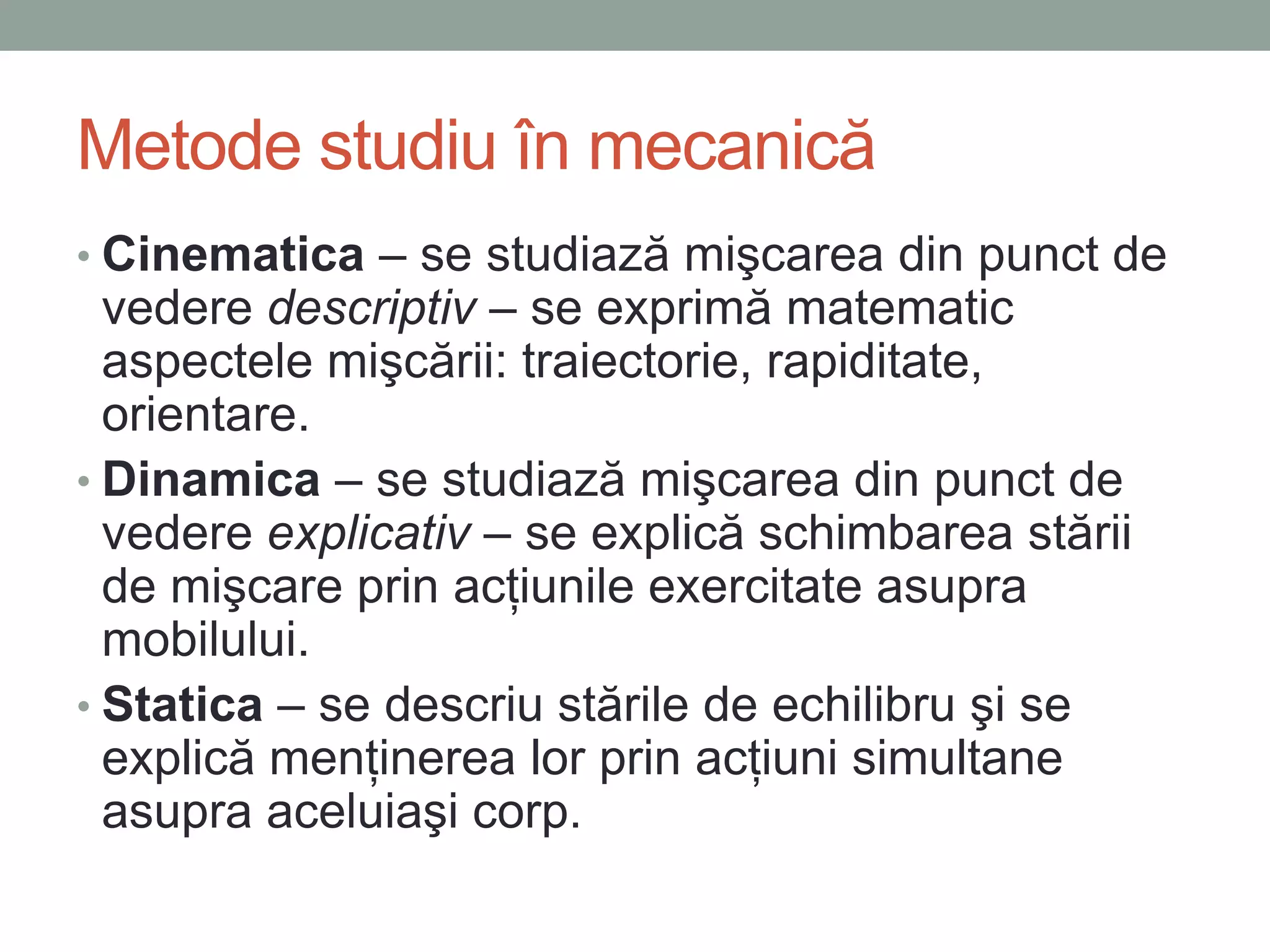 Cinematica miscarii mecanice | PPTX