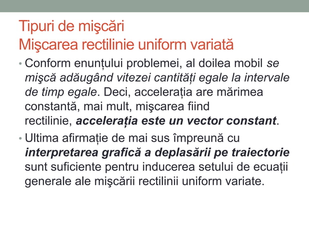Cinematica miscarii mecanice | PPT