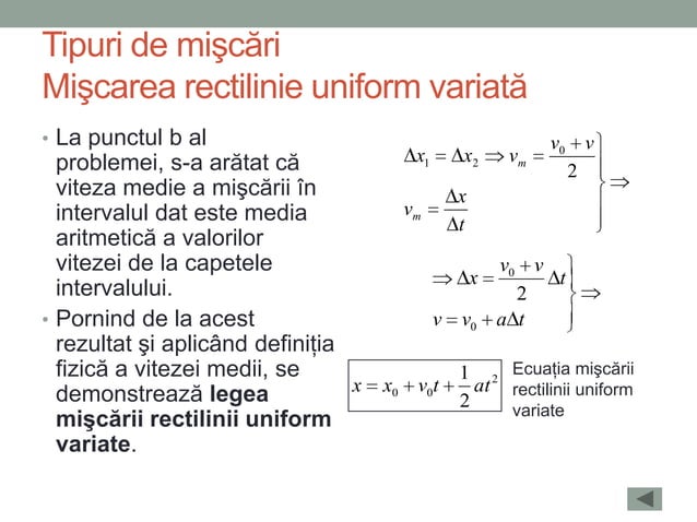 Cinematica miscarii mecanice | PPT