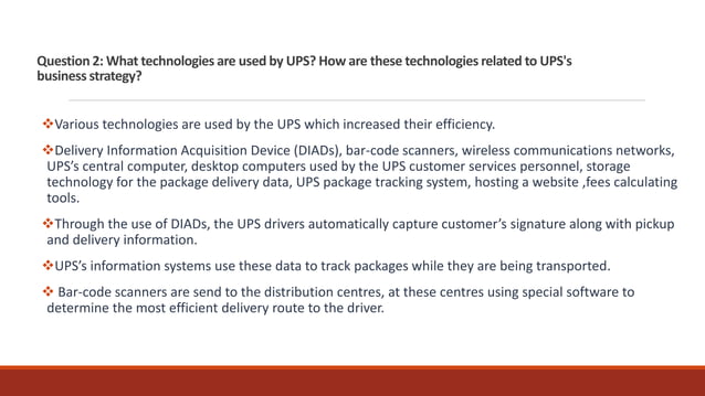 MIS case study-UPS competes globally with Information Technology | PPTX