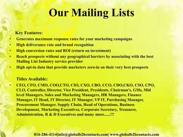 Miscellaneous building materials mailing database | PPT