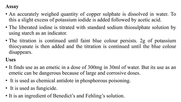 Pharmaceutical Inorganic Chemistry Unit IVMiscellaneous compounds ...