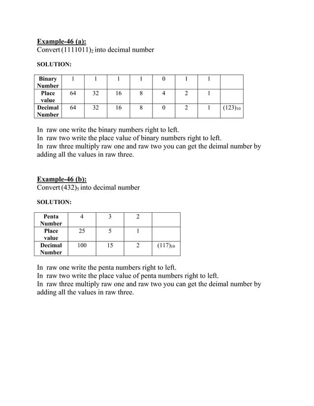 Miscellaneous examples of binary , quinary and octonary numbers (2) | PDF