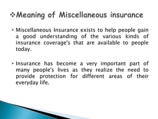Miscellaneous insurance | PPT
