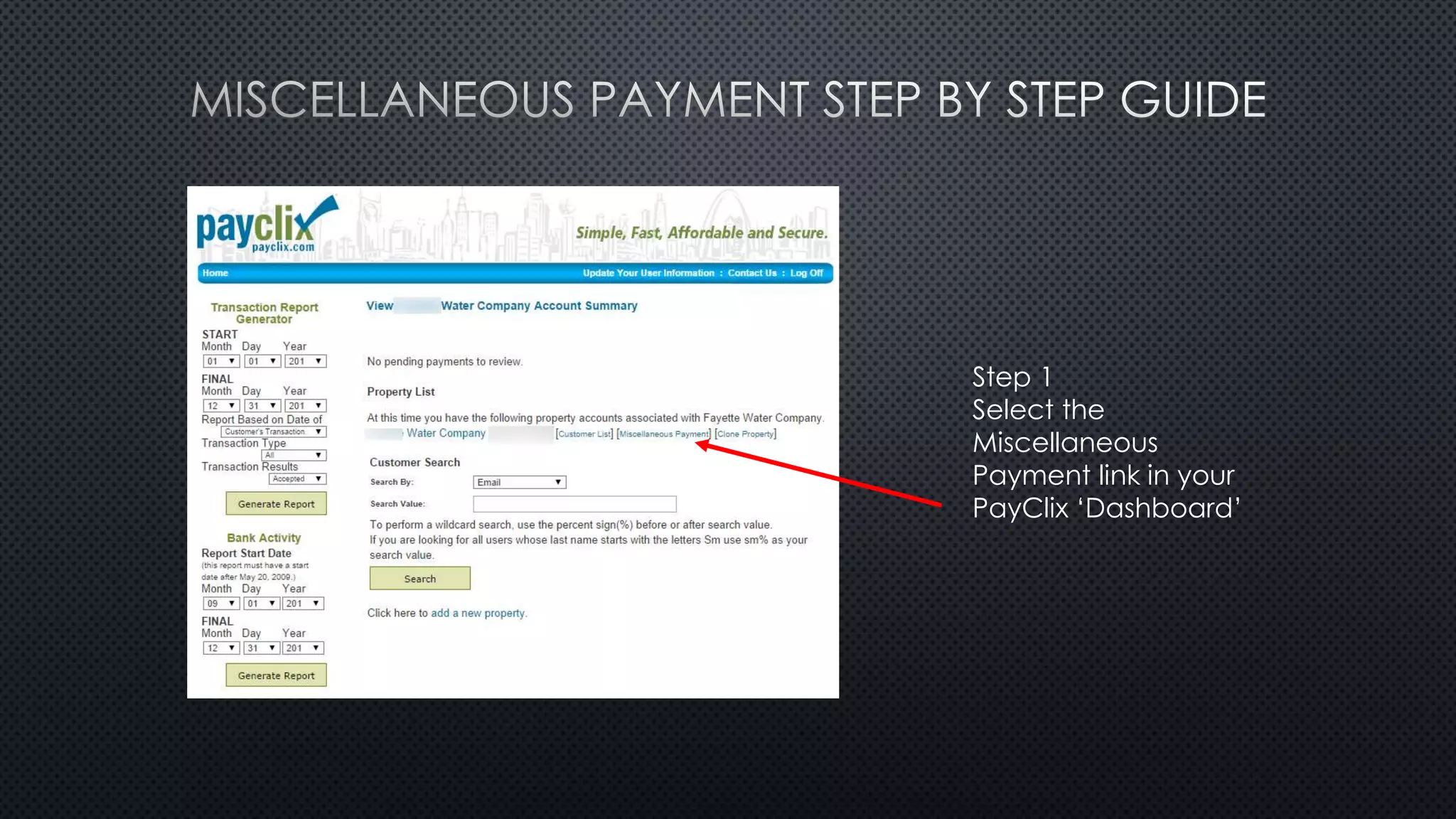 How to process a miscellaneous payment through your PayClix dashboard | PPT