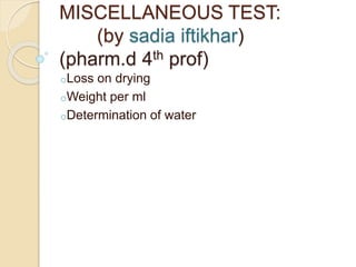 Miscellaneous test | PPTX | Chemistry | Science
