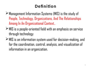 Management Information System Chapter One | PPTX