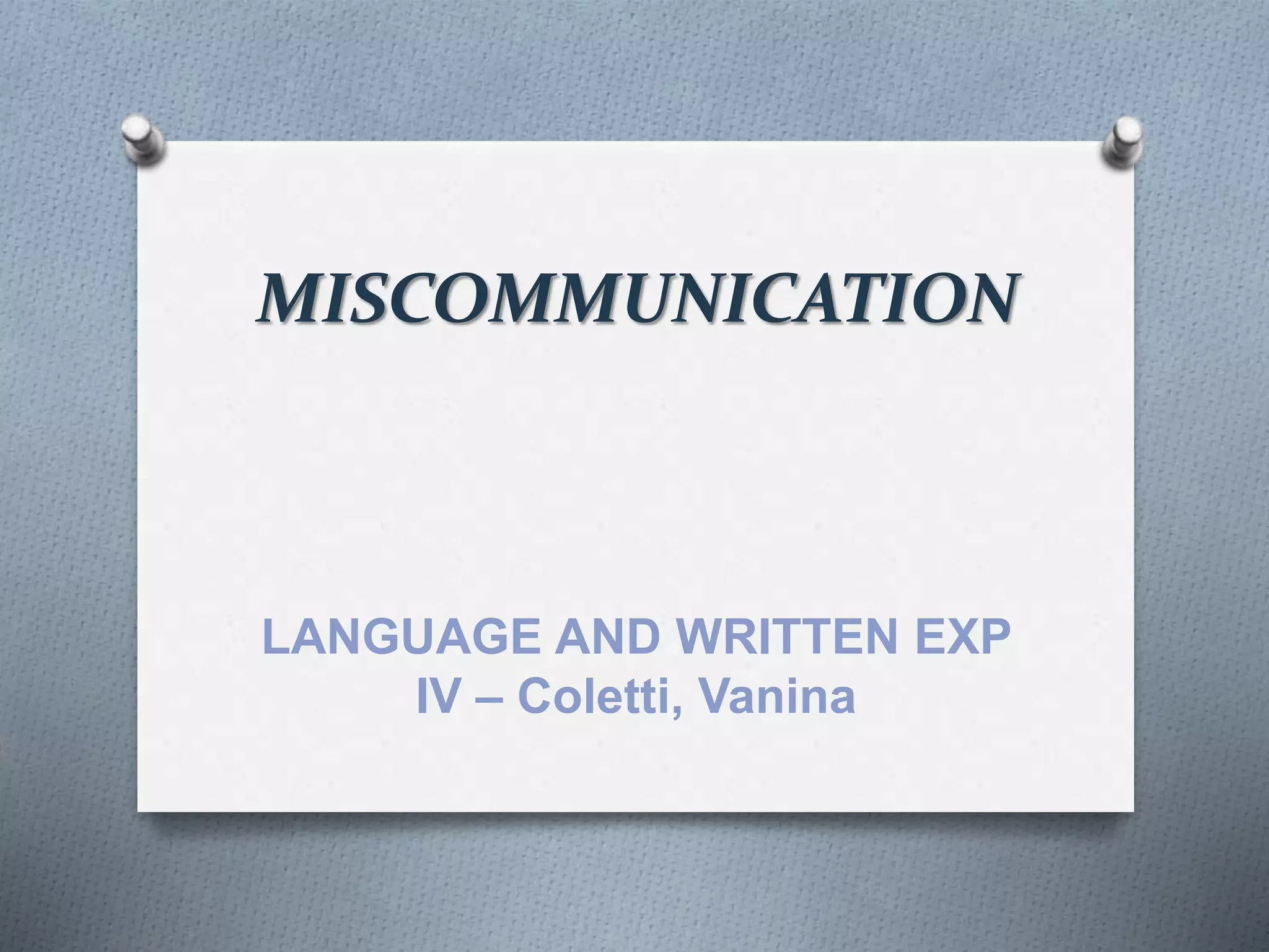 Miscommunication | PPTX