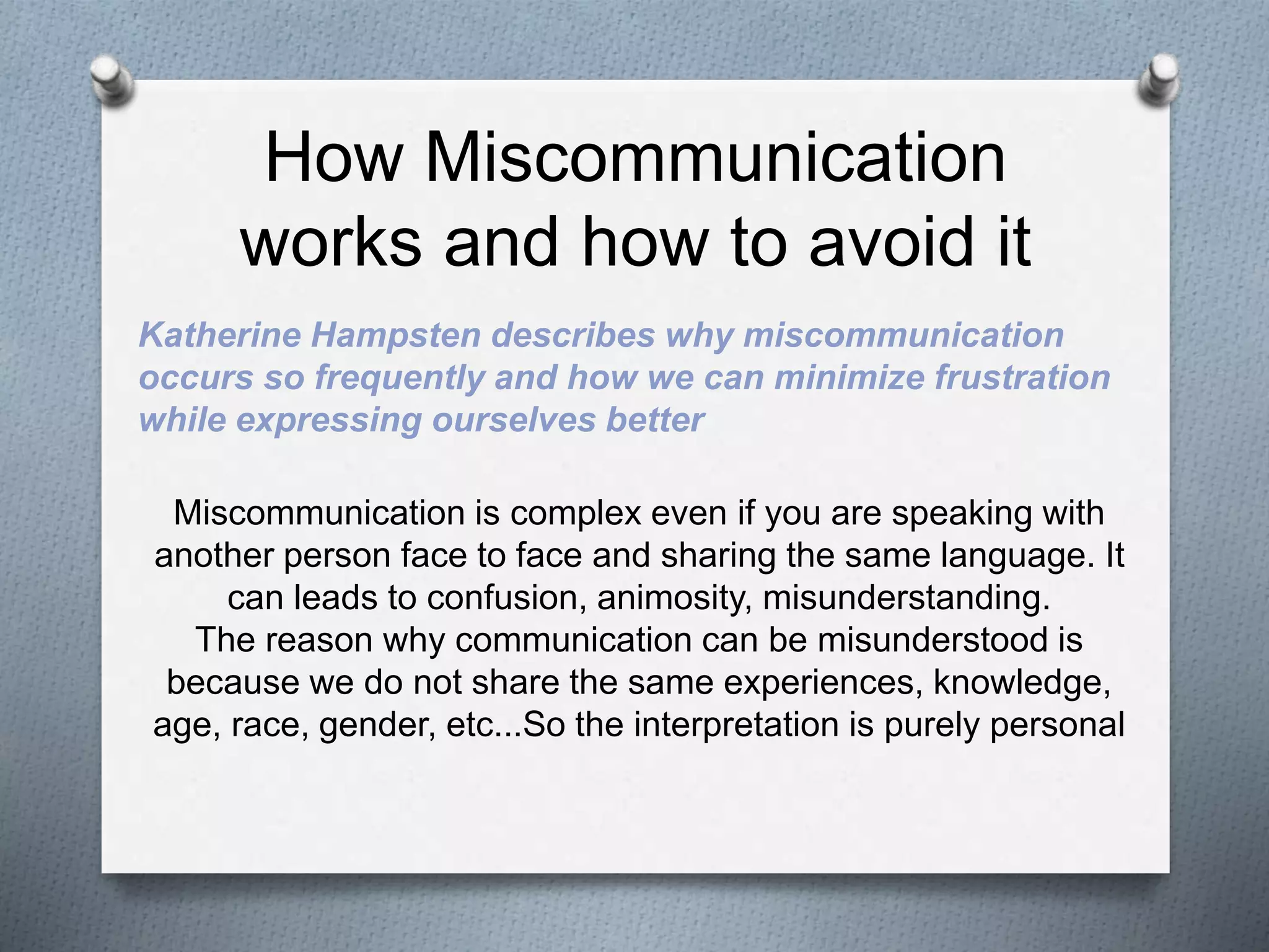 Miscommunication | PPTX