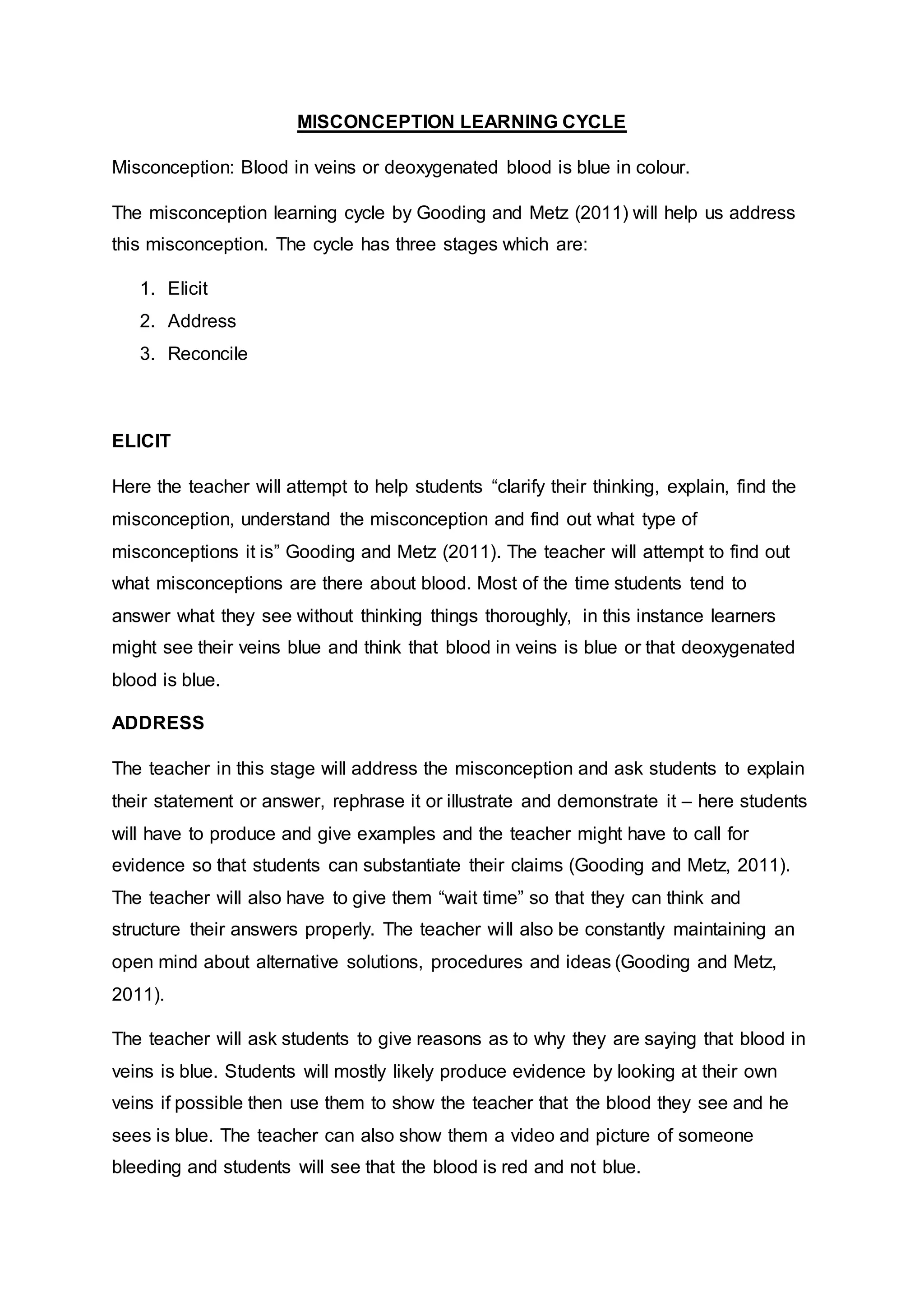 Misconception learning cycle | DOCX