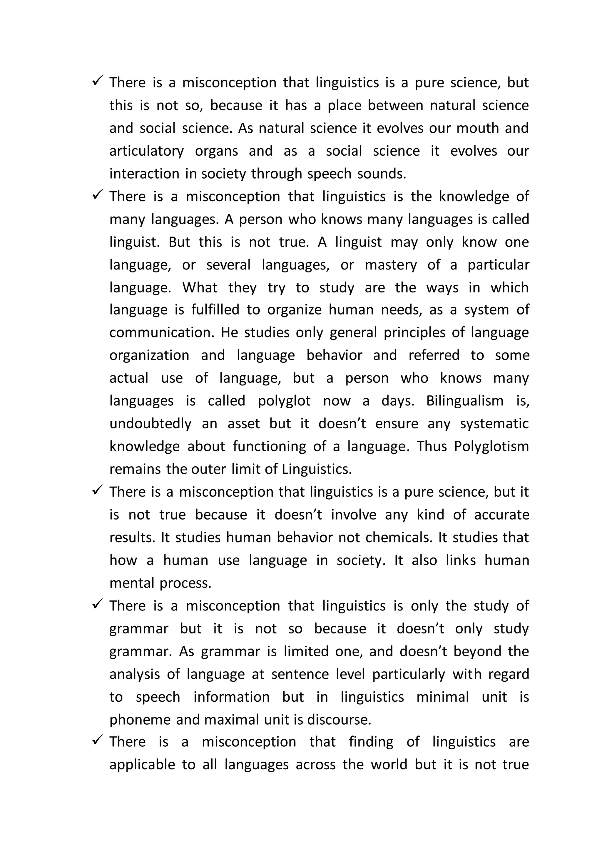 Misconceptions about linguistics | DOCX
