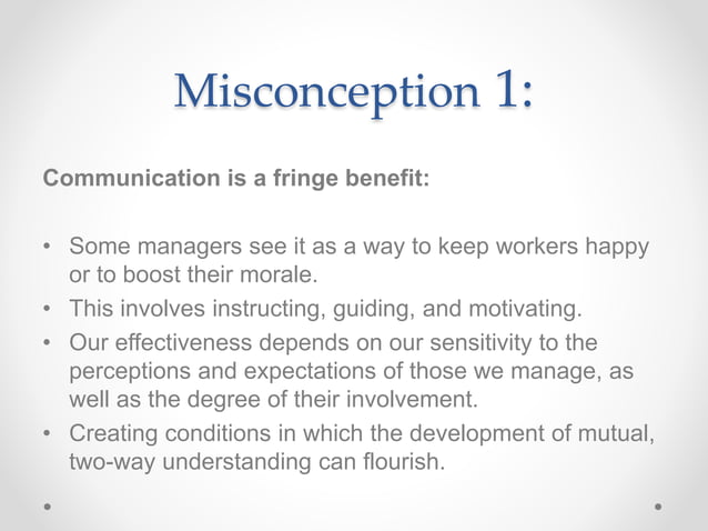 Misconceptions about Managerial Communication ppt | PPT