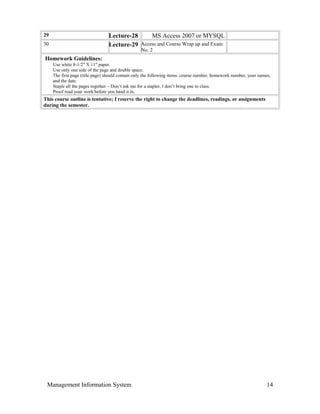 Mis course outline final | DOC