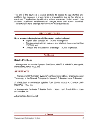 Mis course outline final | DOC