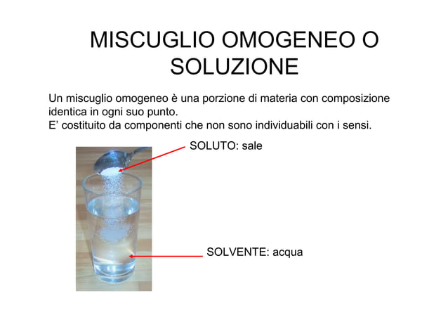 Miscugli e soluzioni | PPT | Chemistry | Science
