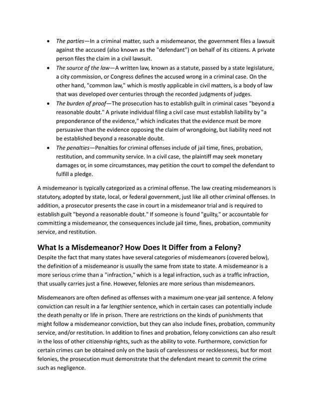 Understanding What is a Misdemeanor with GetLegal | PDF