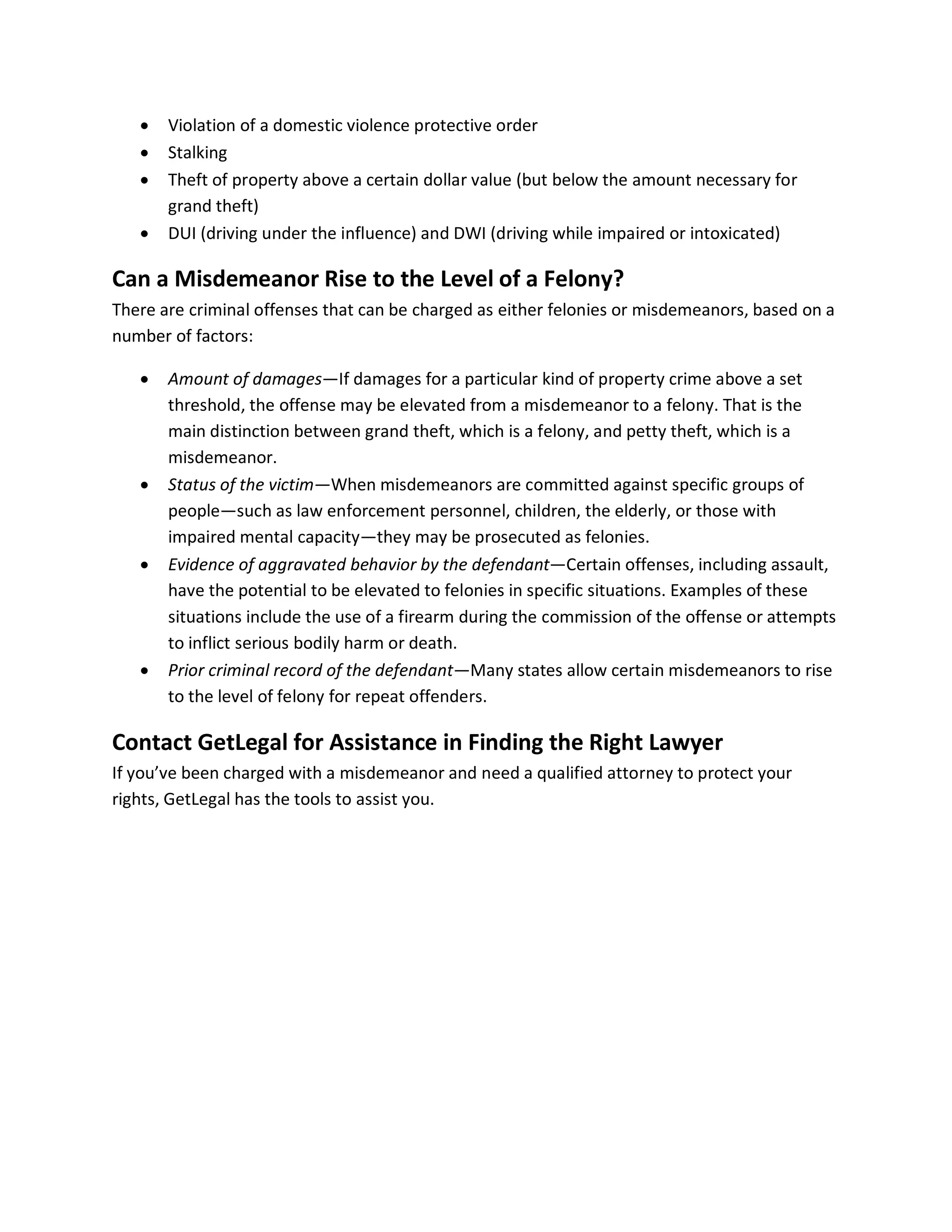 Guide to Misdemeanor Meaning, Examples and Legal Outcomes | PDF