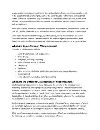 Guide to Misdemeanor Meaning, Examples and Legal Outcomes | PDF
