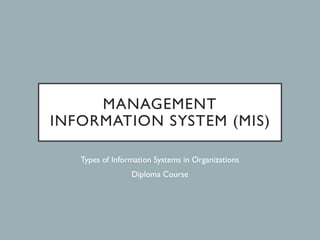 Management Information System (MIS) Types of Information Systems in ...