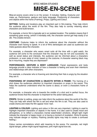 Mise en-scene - terminology breakdown | PDF