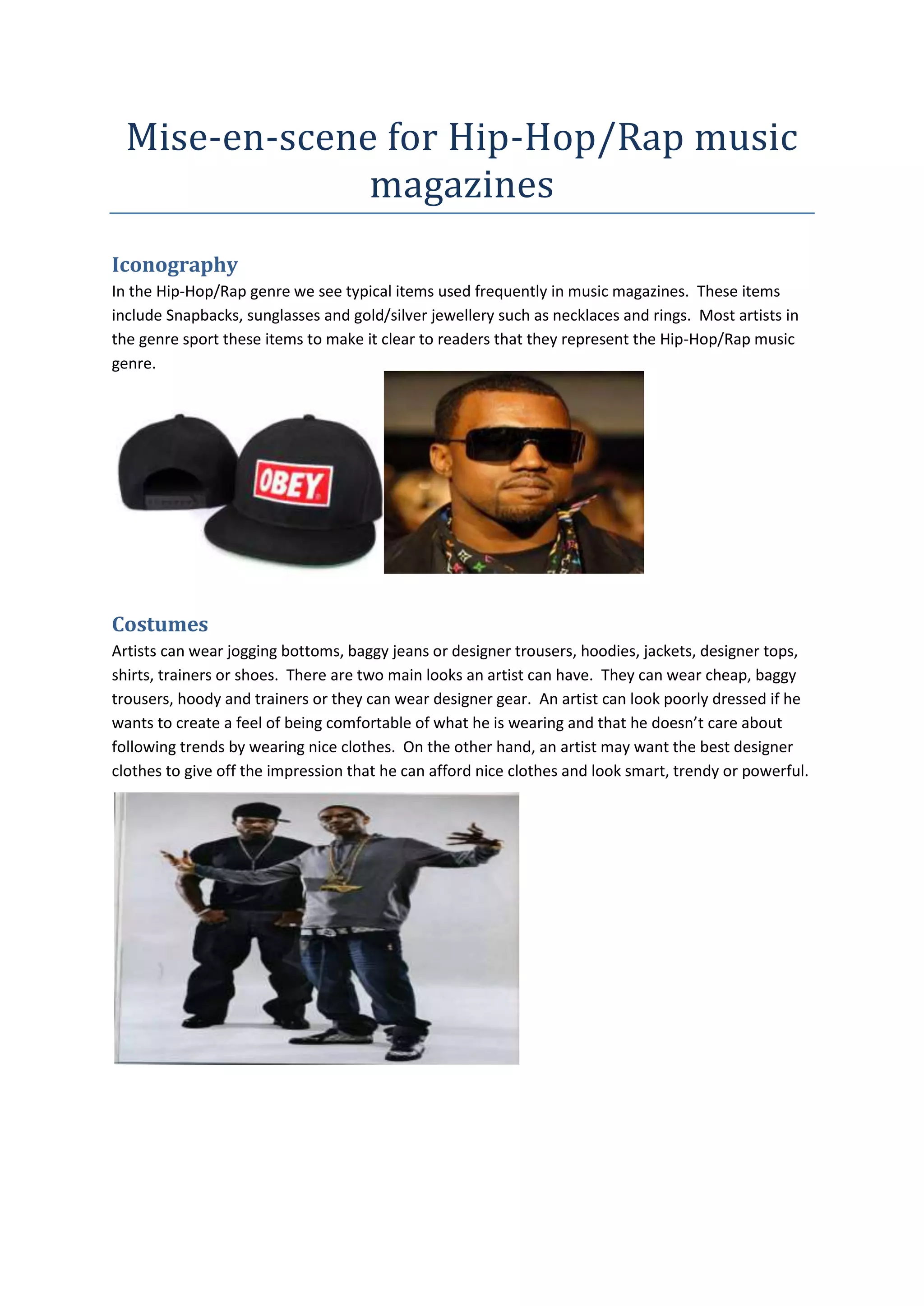 Mise en-scene for hip-hop and rap music magazines | DOCX | Hip Hop Music | Music