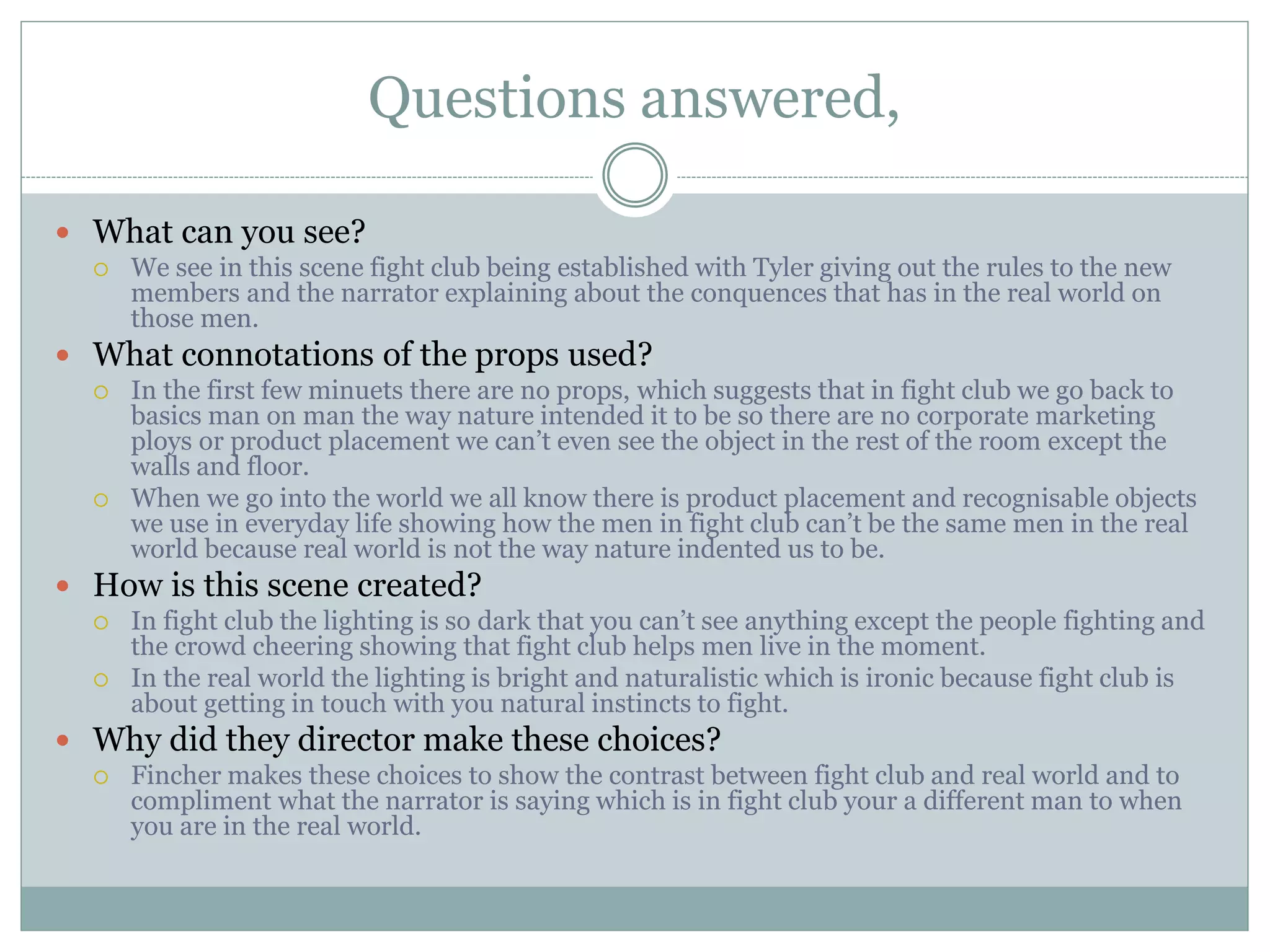Mise en-scene in fight club | PPTX