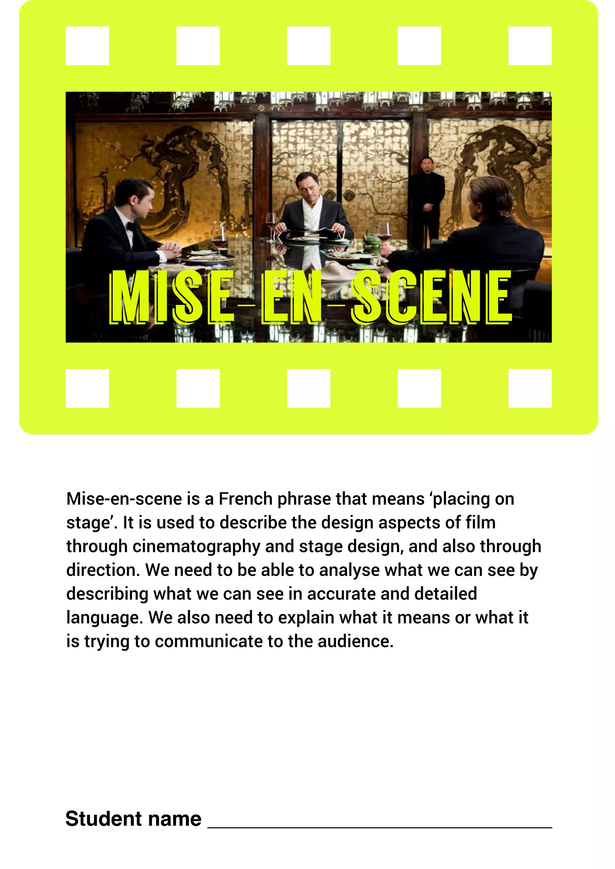 Mise-en-scene introduction and study guide | PDF | Computer Animation ...