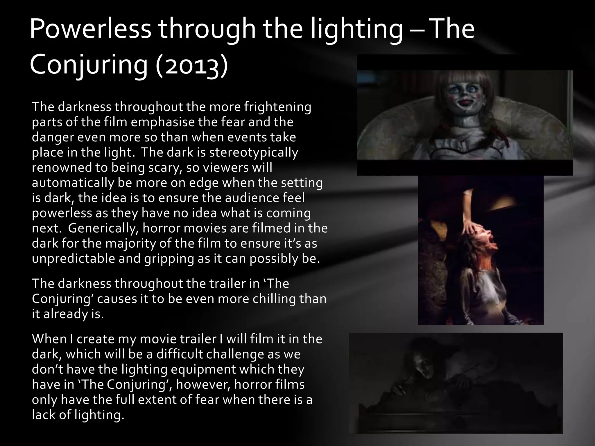 Mise en-scene of 'The Woman in Black' and 'The Conjuring' | PPTX