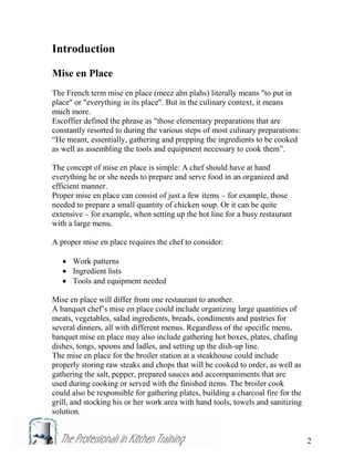 Mise en place student manual | PDF