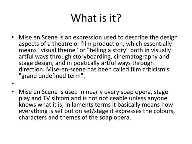 Mise en scene | PPT
