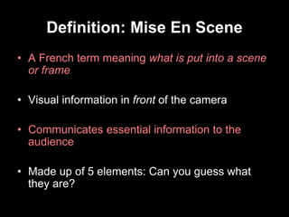 Film language - mise en scene | PPTX