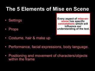 Film language - mise en scene | PPTX