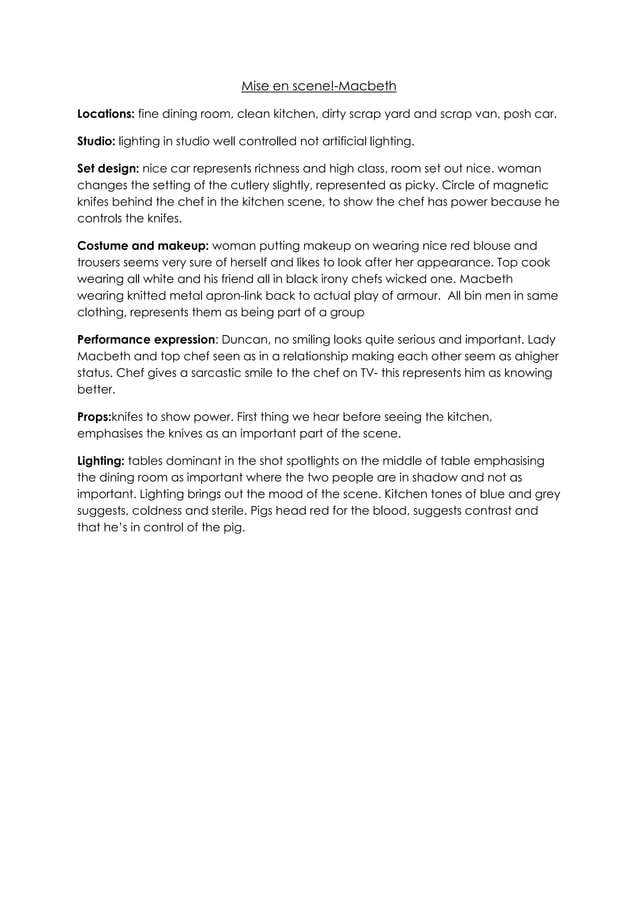 Mise en scene macbeth | DOCX