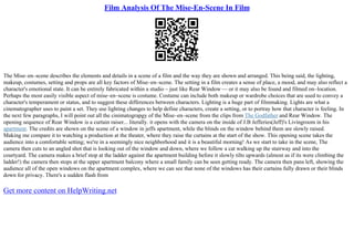 Mise En Scene Analysis Essay | PPT